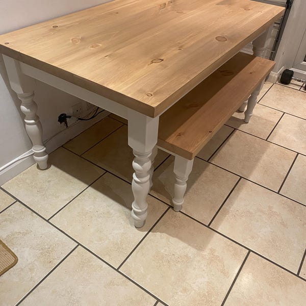 5ft Farmhouse Dining Table Set. Rustic Table With Bench and 4 Chairs ...