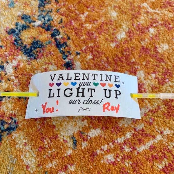 You LIGHT UP Our Class Glow Stick Valentines PRINTABLE Pdf File in ...