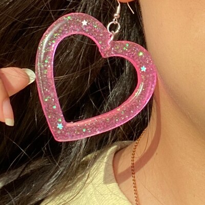 Lover Earrings/taylor Swift Lover Earrings/glitter Earrings/big Heart ...
