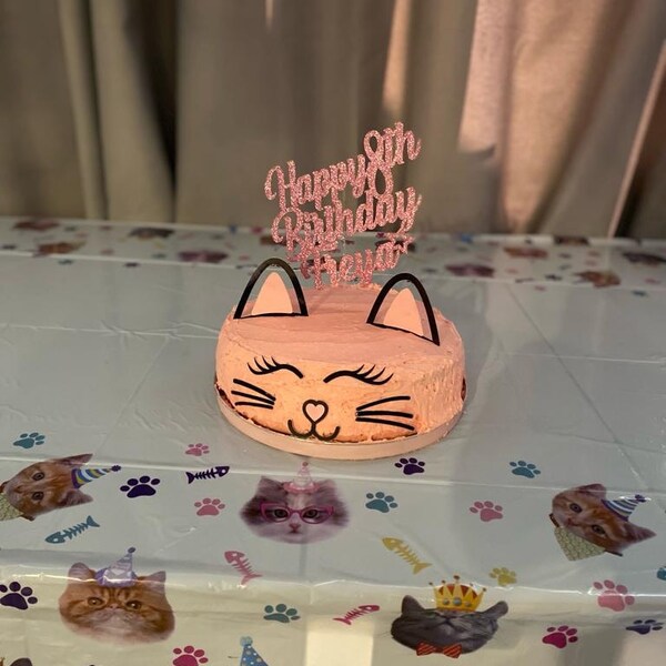 Cat Face Cake Topper, Cat Face Set, Cat Face Cake Decoration, Cake ...