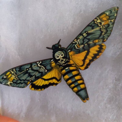 Halloween Brooch, Death Moth Pin, Wooden Pin, Halloween Pin, Death Head ...