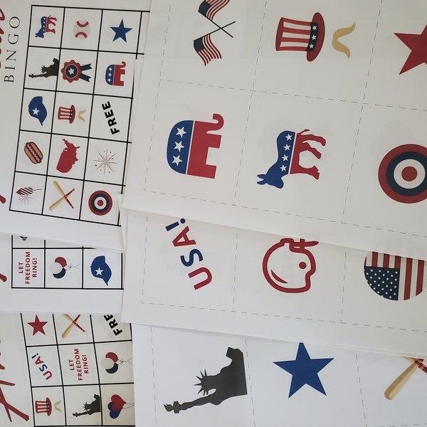 4th of July Memorial Day Bingo USA Bingo Game Printable BINGO Game ...