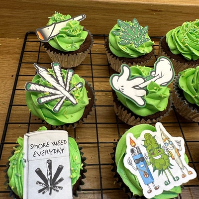 Weed Stoner Cupcake Toppers Cake Topper Birthday Party Decoration ...