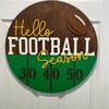 Hello Football Season Sign, Digital Download, Round Door Hanger Svg ...