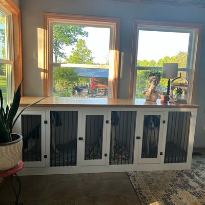 Double Wooden Dog Kennel W/ Shelves and Drawers Biggest Dog Kennels on ...