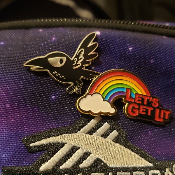 Flying Crow Enamel Pin - Etsy