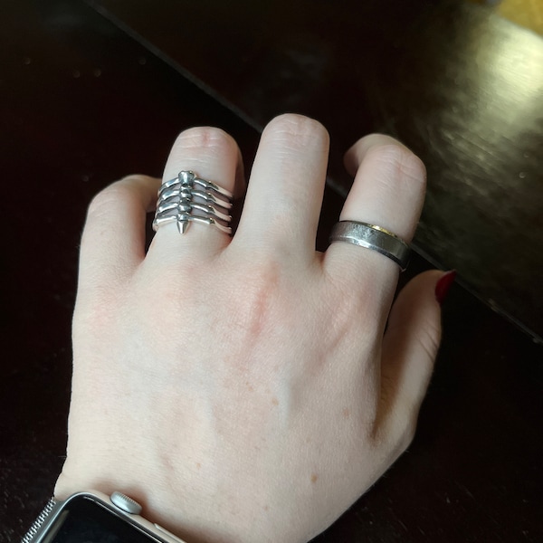 Rib Ring// Sterling Silver// Handmade Solid S925//unique Punk Gothic ...