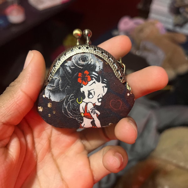 Japanese Cherry Blossoms Floral Design Coin Purse Wallet With Kiss ...