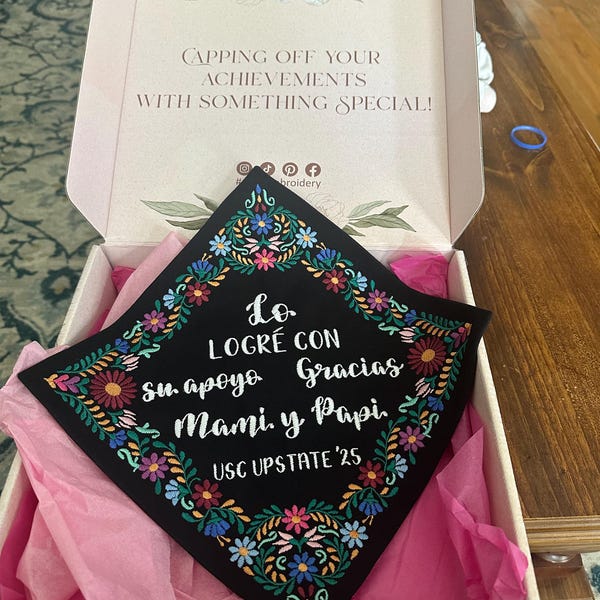 Embroidered Bouquet Grad Cap Topper | Grad Cap Decoration Topper ...