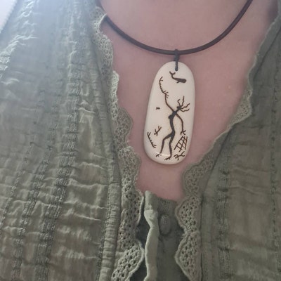 Forest Amulet, Bone Pyrography, Stone Bronze Age Cave Rock Art ...