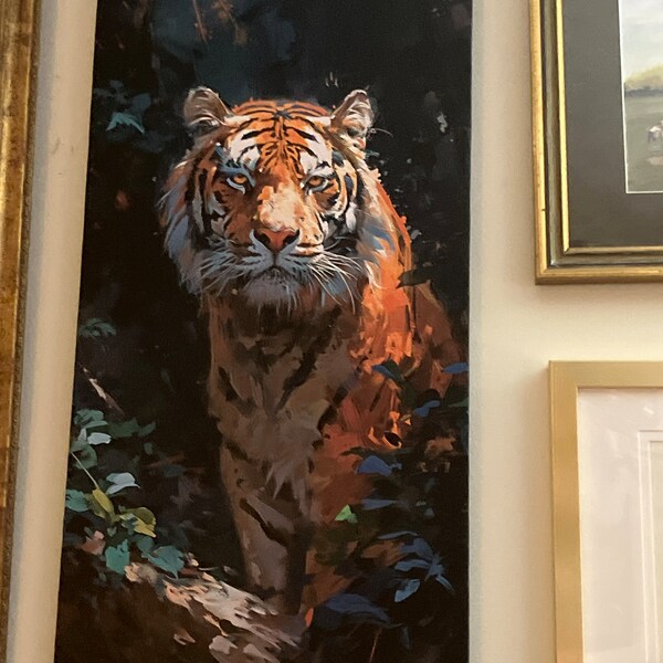 Undaunted Tiger in the Jungle Wall Art Decor Wild Cat Painting Print ...