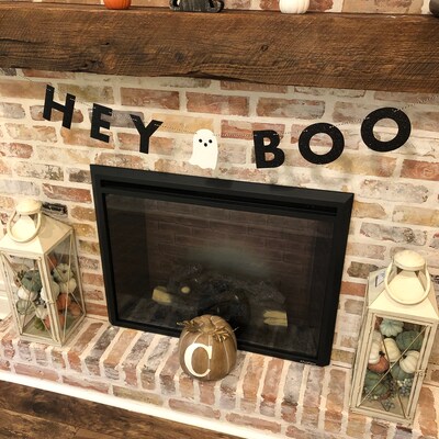 Hey Boo Banner, Halloween Glitter Garland, Halloween Banner, Halloween ...