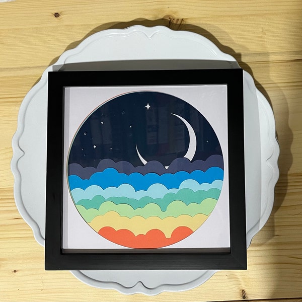 3d Cloudy Night Sky Shadow Box, Files for Cricut, for Silhouette, Paper ...