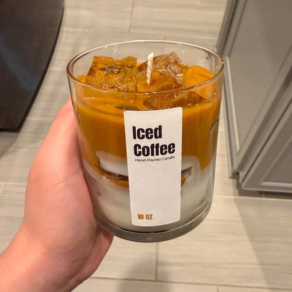 Iced Coffee Candle 10 Oz - Iced Latte Cold Brew Coffee Shop, Premium ...