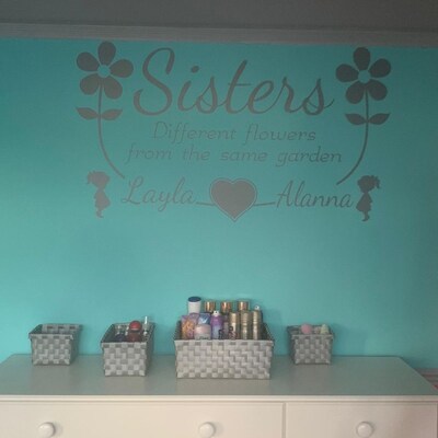 PERSONALISED Sisters Names Wall Sticker, Wall, Art, Decal, PVC Transfer ...