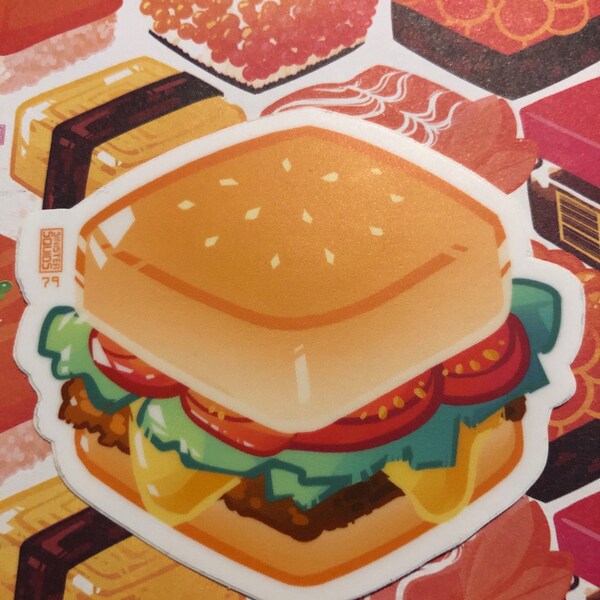 Burger Cube 3" Waterproof Aesthetic Anime Stickers | Otaku Gift for ...