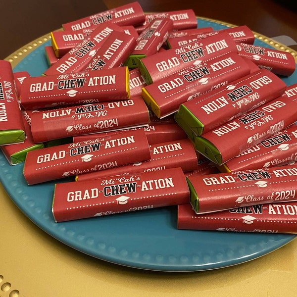 Grad-chew-ation | Graduation Party Favor | Custom Gum Wrapper ...