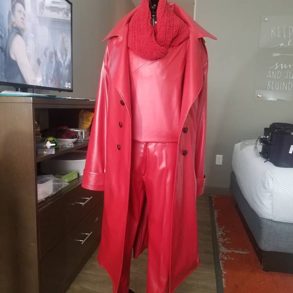 Red Matte Pleather Faux Leather Stretch Vinyl Polyester Spandex 190 GSM ...