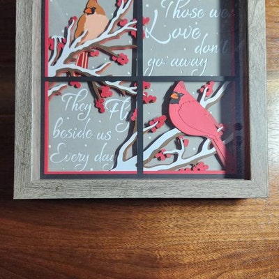 Cardinals Outside Window Shadow Box SVG / Memorial Shadow Box/ Cardinal ...