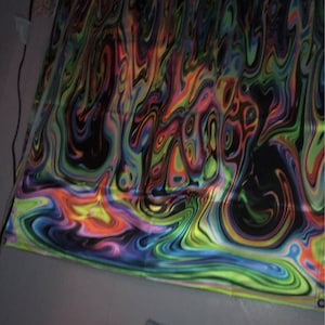 Macrodose Ceiling Canopy Trippy UV Reactive Geometric Tapestry 6 Petals ...