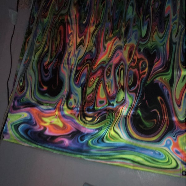 Acid Rain (blacklight Trippy Tapestry) Psychedelic UV Reactive ...