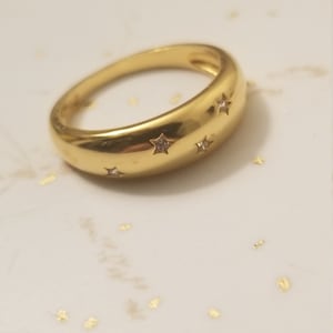 Star Dome Ring in Gold by Caitlynminimalist Star Signet Ring Diamond Dome Ring Chunky Ring Gift ...
