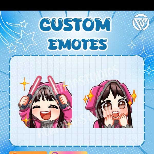 Custom Twitch Emotes or Kick Emote and Animated Emotes, Vtuber Cute ...