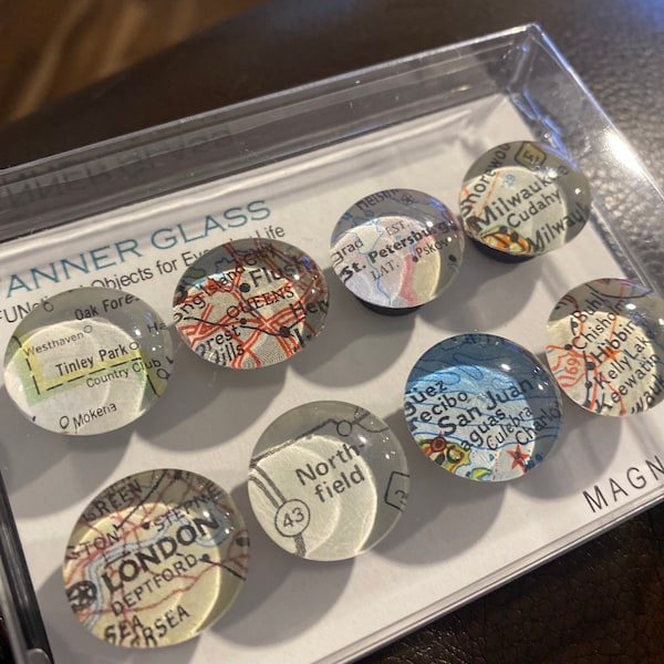 Custom Vintage Map Magnets, Set of 8 Custom Magnet Set, Map Gifts ...