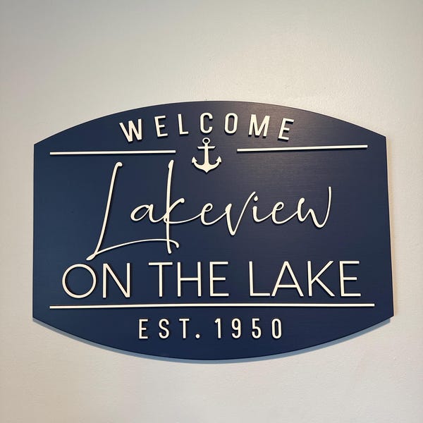 Lake House Sign, 3D Wood Last Name Sign for Lake Home, Lake House Decor ...