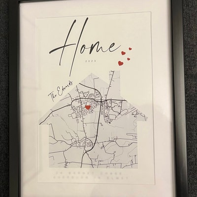 New Home Gift, Personalised Housewarming Gift, New Home Map Print Gift ...