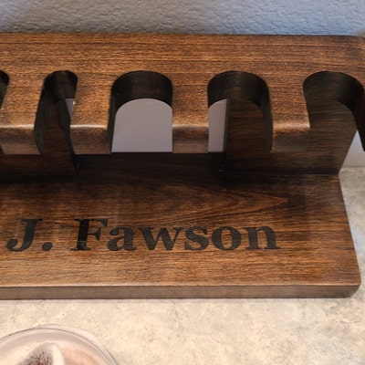 Safety Razor Shaving Brush Wood Stand, W/dark Brown Stain up to 5 Slots ...