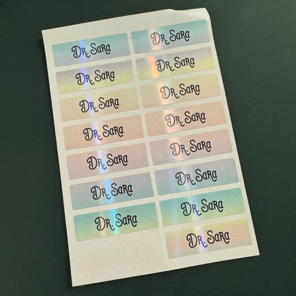 Personalized Name Stickers, Name Labels, Holographic Name Stickers ...