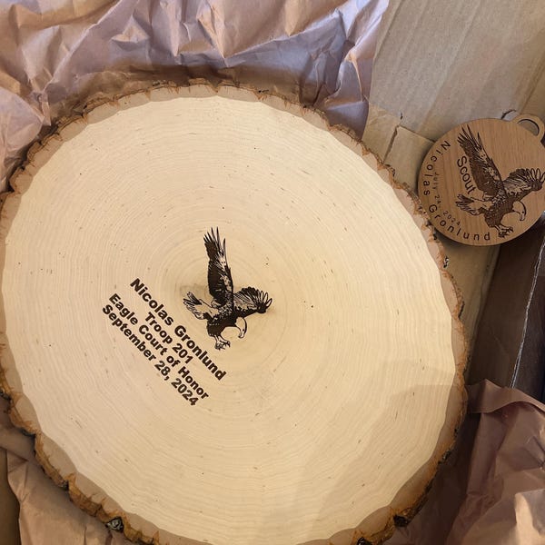 Eagle Personalized Guest Book. Court of Honor Guest Book. Natural Wood ...
