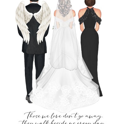 Wedding Family Illustration, Wedding Parent Print, Customized Wedding ...