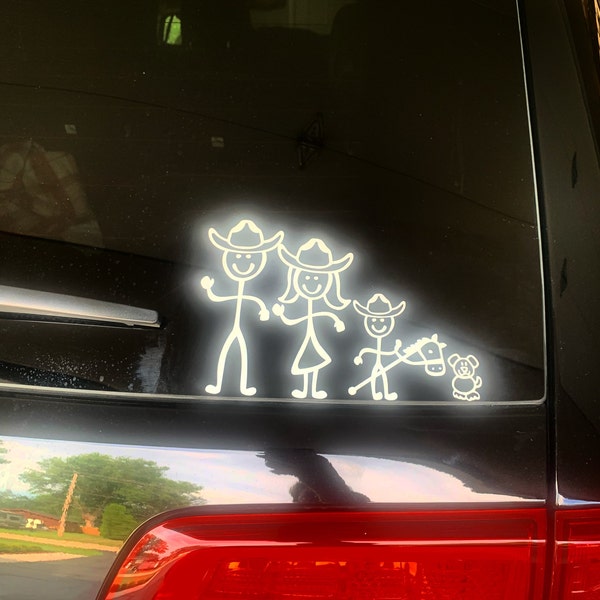 Stick People Family Decal, Stick Family Sticker, Car Window Decal ...