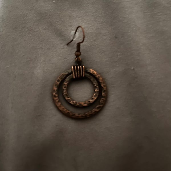 Handmade Rustic Copper Earrings: Hammered Ring, Coiled Wire - Etsy