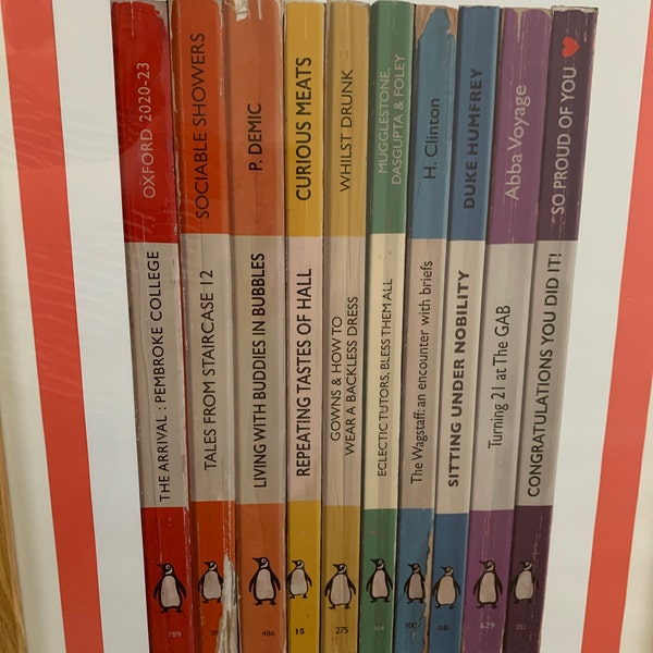 Custom Penguin Rainbow Book Spine Poster | Personalised Vintage Book ...