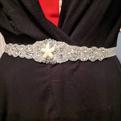 Starfish Bridal Belt, Starfish Bridal Sash, Pearl Starfish Wedding Sash ...