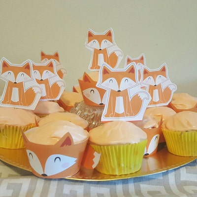 Fox Woodland Birthday Party Printable Decor Kit Cute Fox Cupcake Topper ...
