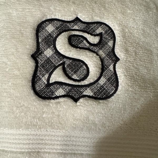 Embossed Terry Towel Monogram Letters A-Z and Gingham Buffalo Plaid ...