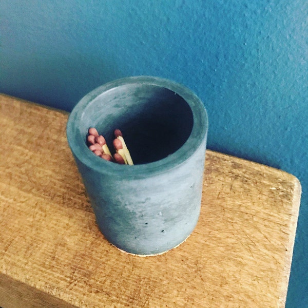 Small CYLINDER Concrete Matchstick Pot | 35 Colours | Toothpick Pot ...
