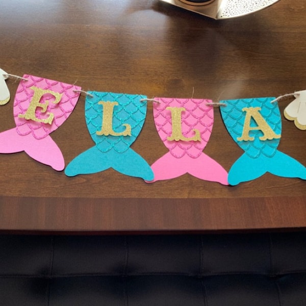 Mermaid Name Banner, Baby Shower, First Birthday, Under the Sea ...