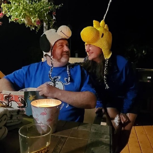 Crochet White and Black Dog Snoopy Inspired Hat, Beanie, Stocking Cap ...