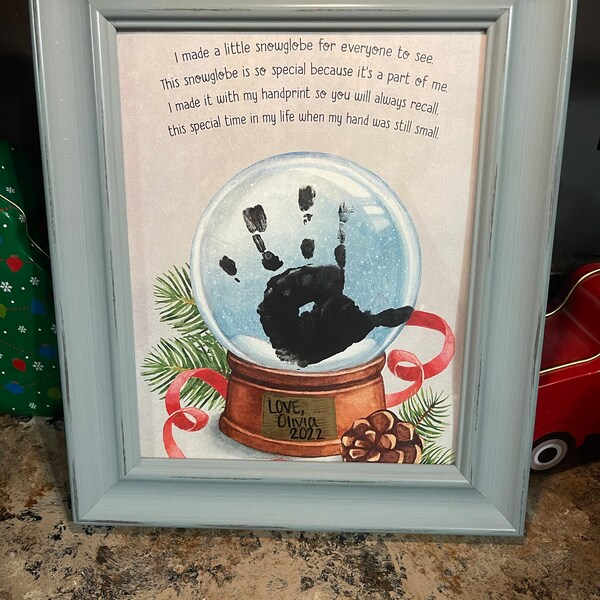 Snowglobe Handprint Footprint Art Craft / 1st First Xmas Christmas ...
