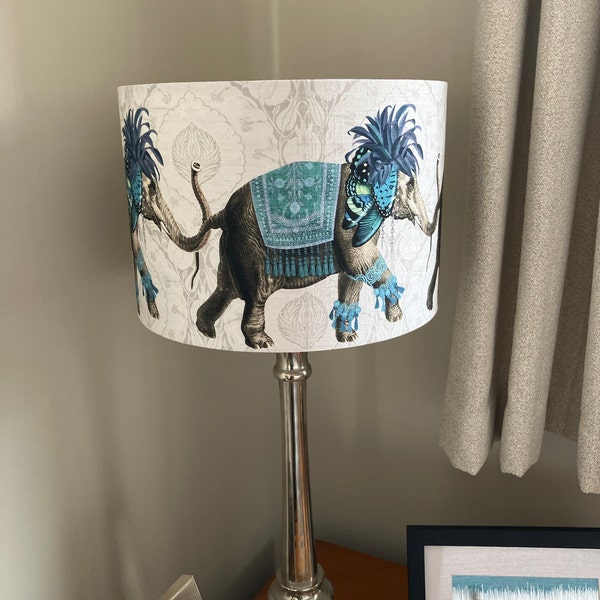 Elephant Lampshade - Niraj Indian Style Lampshade Blue Lampshade Table ...