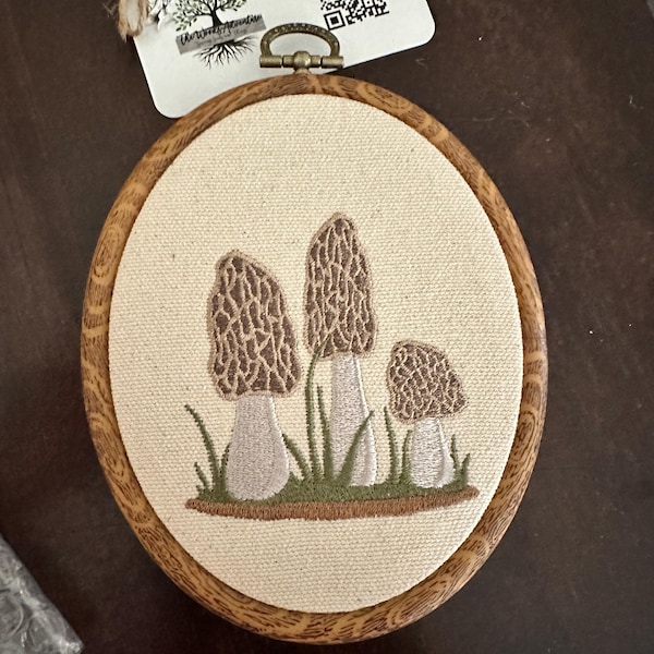 Morel Mushrooms Finished Embroidered Hoop Wall Hanging,embroidered ...