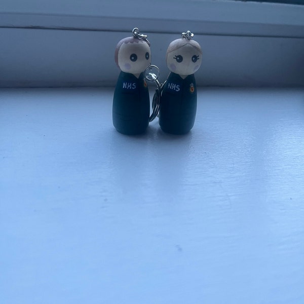 Paramedic Peg Doll Keyring / Charm 4.3cm (personalised) NHS Key Worker ...