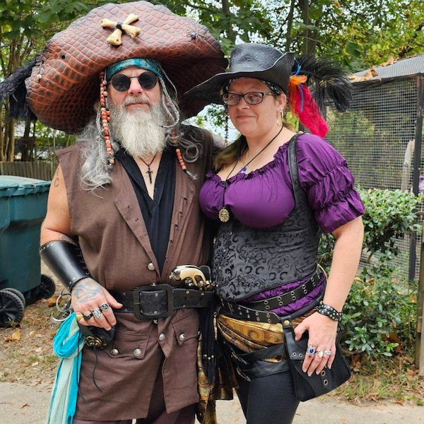 Brown Leather Tooled Tri Corner Pirate Hat - Etsy
