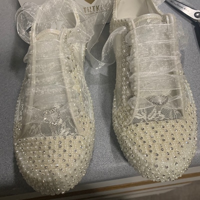 Wedding Shoes for Bride White Color Diamond and Pearl Plated Original ...