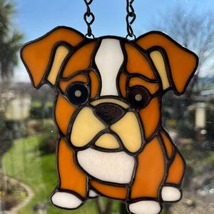Cute Boxer Puppy-stained Glass Suncatcher Pattern - Etsy